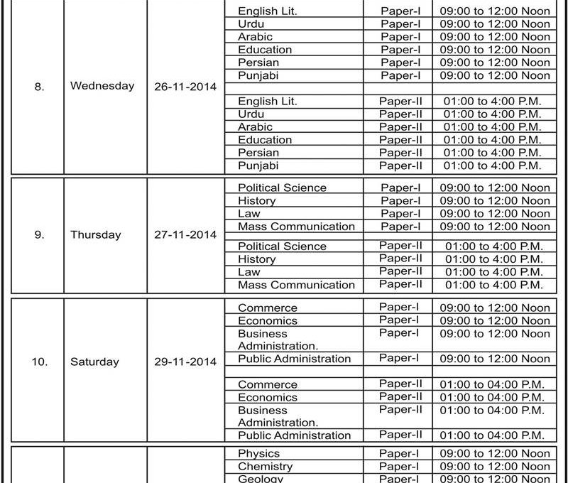 PPSC Combined Competitive Written Exams 2025 Date Sheet Schedule Papers Timings