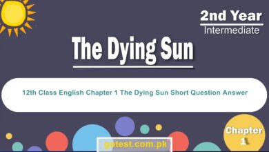 12th Class English Chapter 1 The Dying Sun Short Question Answer