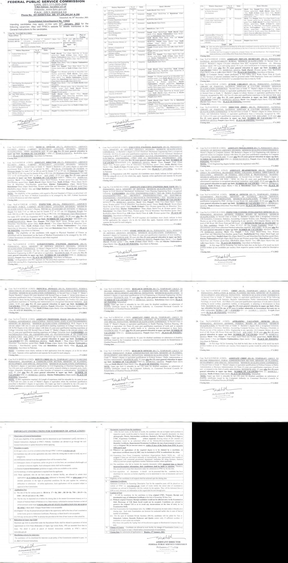 FPSC Assistant Private Secretary Jobs 2025 Online Apply Roll No Slip