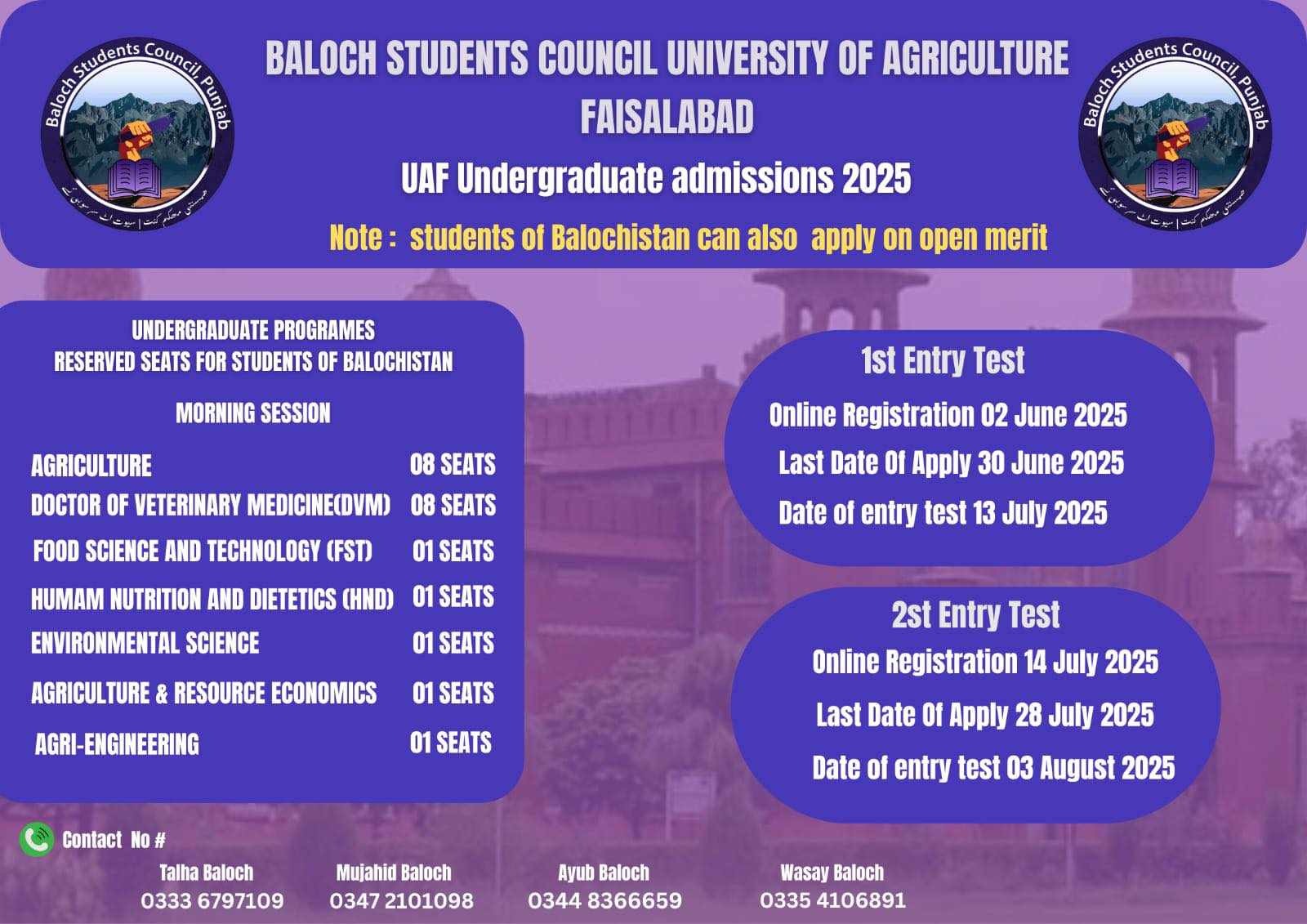 Agriculture University Faisalabad UAF Admission 2025 Online Registration