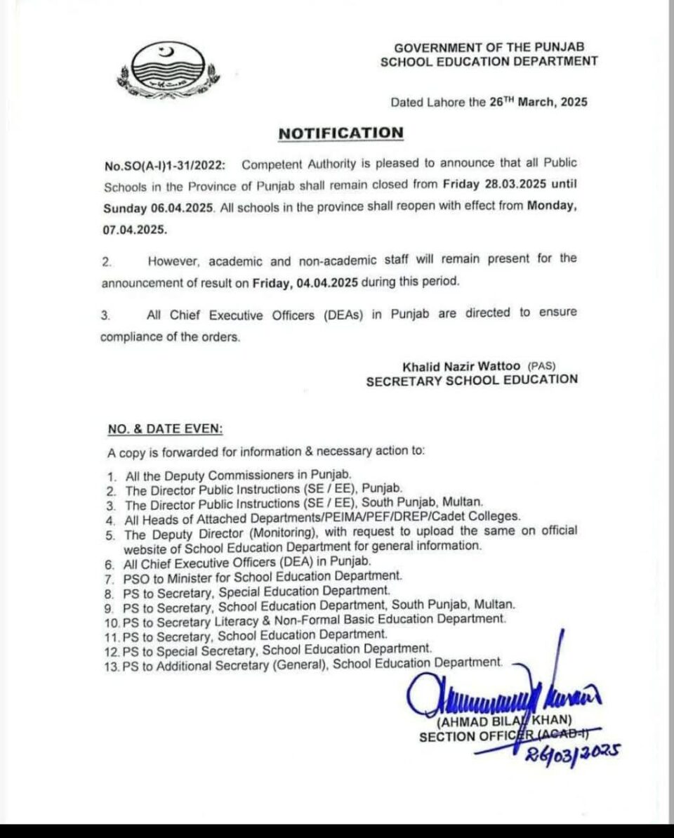 Eid Ul Fitr 2026 Holidays In Pakistan Notification Announced By Federal ...