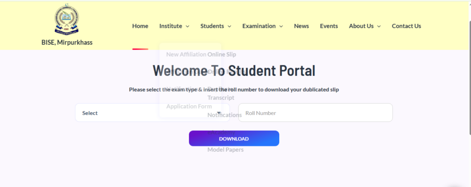 Mirpur Khas Board Roll No Slip 2025 9th 10th 11th 12th