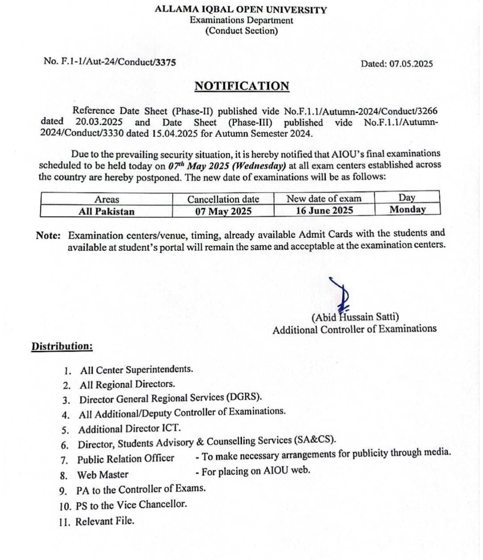 AIOU Roll No Slip 2025 Online Download By Name @aiou.edu.pk