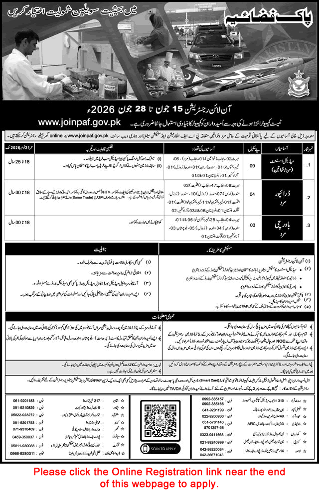 PAF Civilian Jobs 2026 Online Apply Last Date Eligibility Criteria