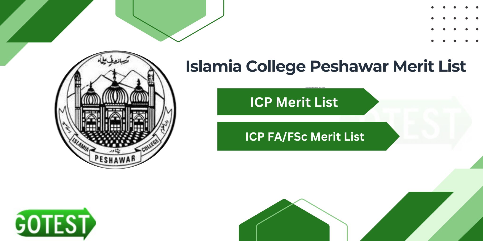 Islamia College Peshawar Merit List 2025 ICP FA FSC